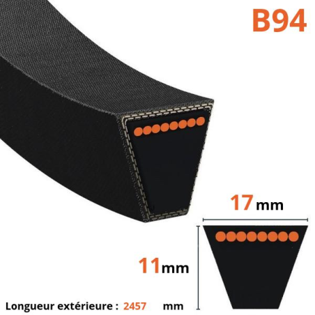 Lawn mower Belt Smooth trapezoidal belt - Mitsuboshi - B94