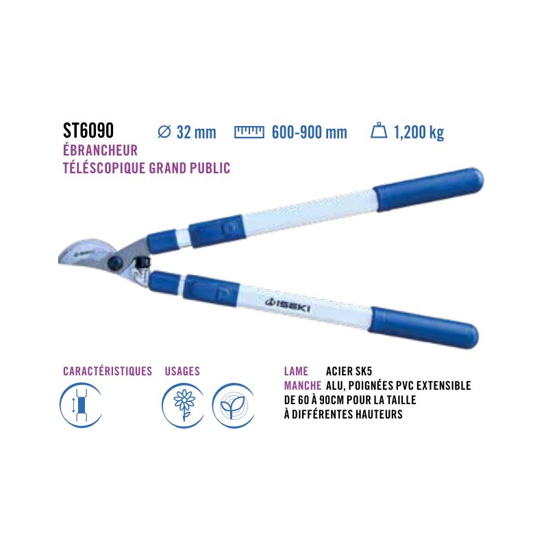 Sécateur Sécateur ISEKI - ST6090 manche télescopique à usage particuli